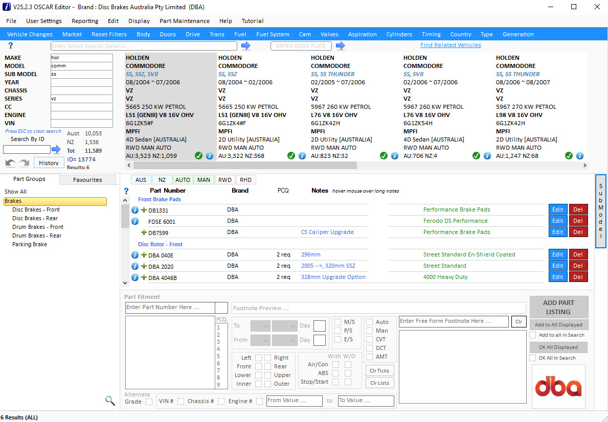 OSCAR Editor – autoinfo.com.au