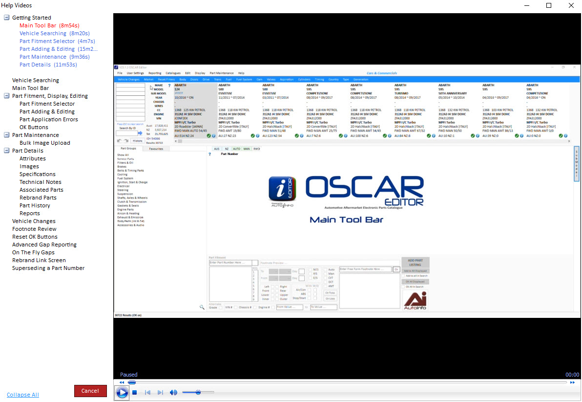 OSCAR Editor – autoinfo.com.au